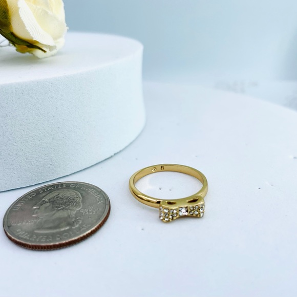 kate spade | Jewelry | Kate Spade Gold Plated Crystals Bow Ring Size Of ...